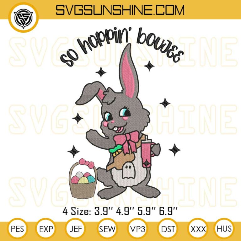 Easter So Hoppin Boujee Rabbit Embroidery Design, Easter Bunny Tumbler ...