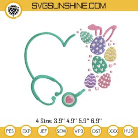 Easter Stethoscope Nurse Embroidery Pattern, Nurse Easter Eggs ...