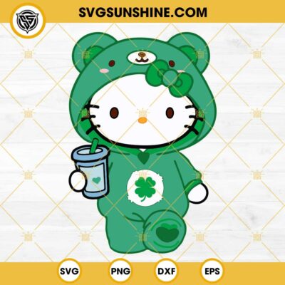 Good Luck Bear SVG, Hello Kitty Care Bear SVG, Hello Kitty Four Leaf ...