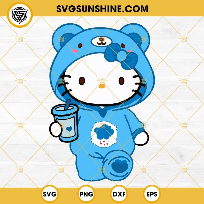 Grumpy Bear Hello Kitty SVG, Cloud Pretty Kitty Care Bear SVG PNG DXF ...
