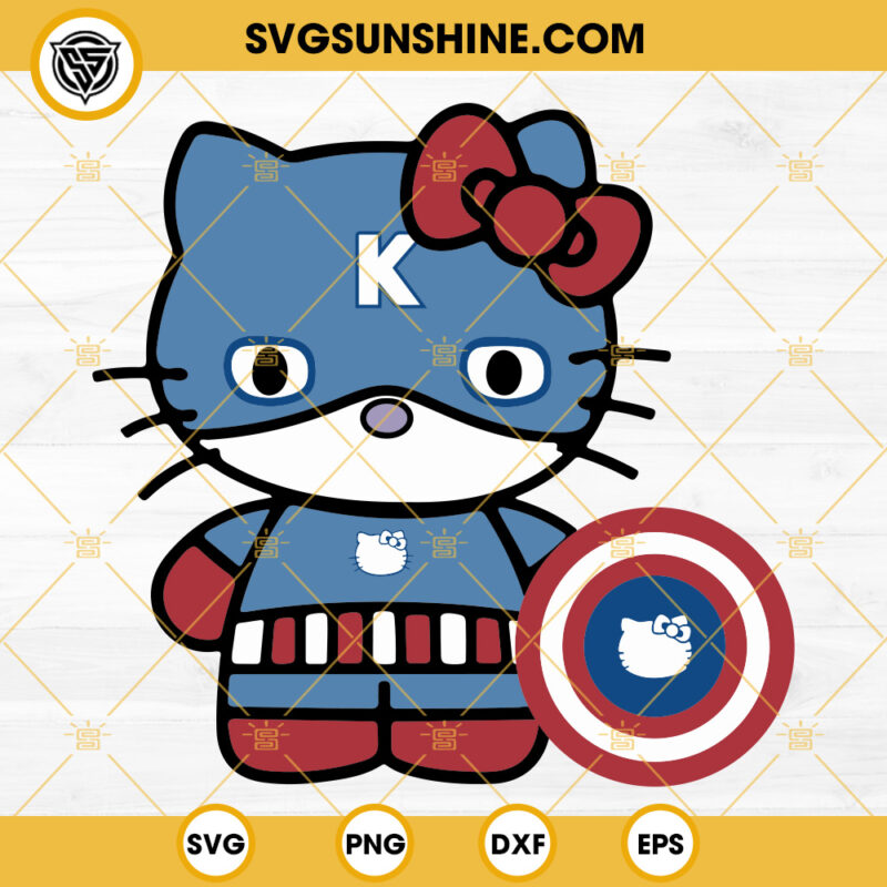 Hello Kitty Captain America SVG, Hello Kitty Character SVG, Cute Kitty ...