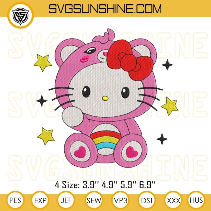 Hello Kitty Cheer Bear Embroidery Design File, Kitty Care Bear ...