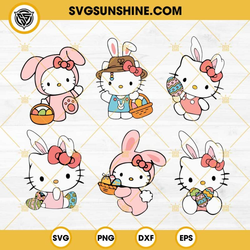 Hello Kitty With Easter Eggs SVG, Easter Bunny SVG, Hello Kitty Easter ...