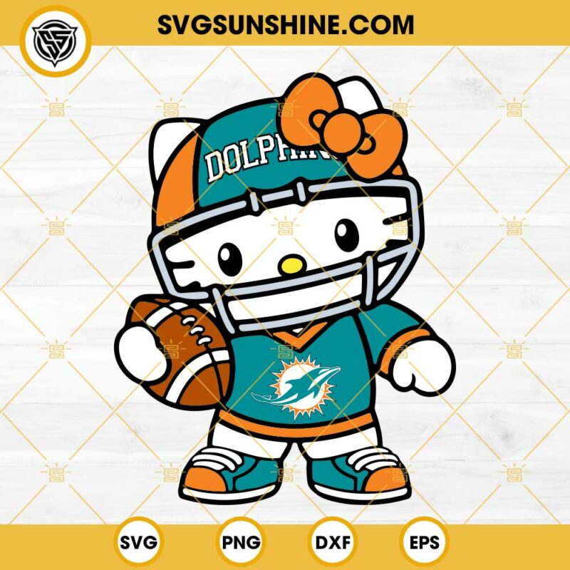 Hello Kitty Miami Dolphins SVG, Hello Kitty Football Dolphins NFL SVG