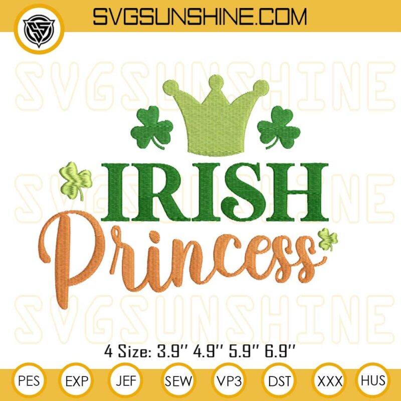 Irish Princess Embroidery Designs, St Patricks Day Embroidery Designs