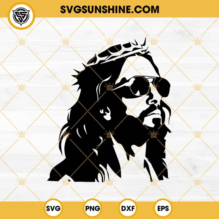 Jesus Sunglasses Portrait SVG, Funny Jesus SVG, He is rizzen SVG