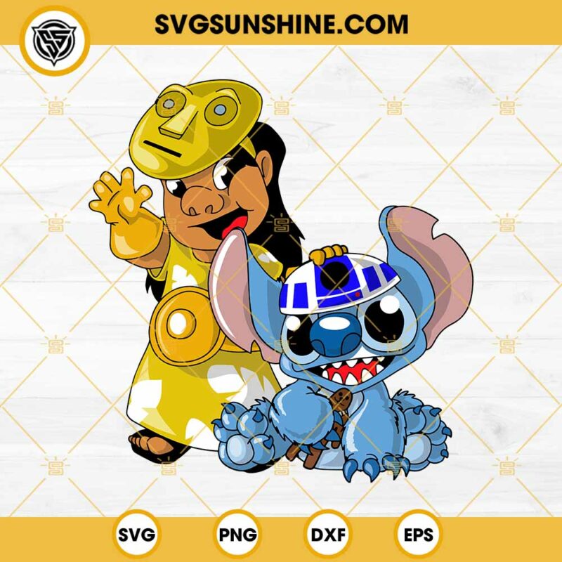 Lilo And Stitch Star Wars SVG, Stitch Star Wars C3PO And R2B2 SVG