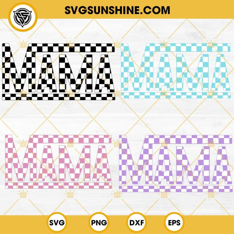 Mama Checkered Retro SVG Bundle, Mama Checkered Colorful SVG PNG DXF EPS