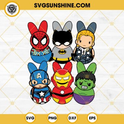 Marvel Superheroes Easter Peeps SVG, Easter Bunny Avengers SVG