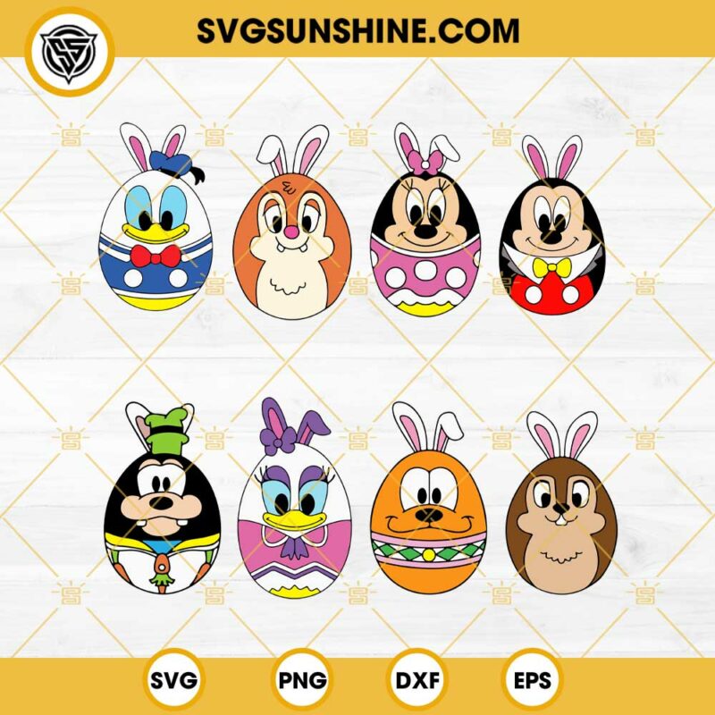 Disney Easter Eggs SVG Bundle, Disney Characters Bunny Ears SVG, Mickey ...