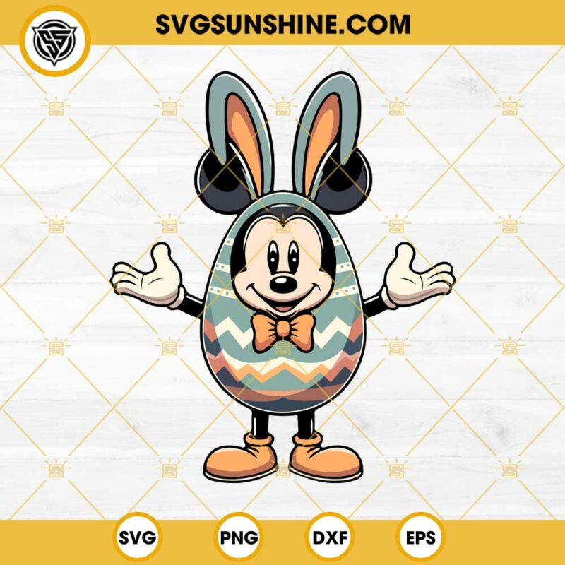 Mickey Mouse Easter Eggs SVG, Mickey Easter Bunny SVG PNG DXF EPS