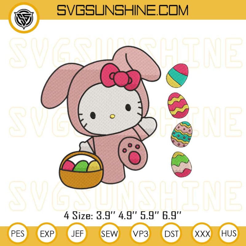 Hello Kitty Easter Bunny Embroidery Design Files, Hello Kitty Bunny ...