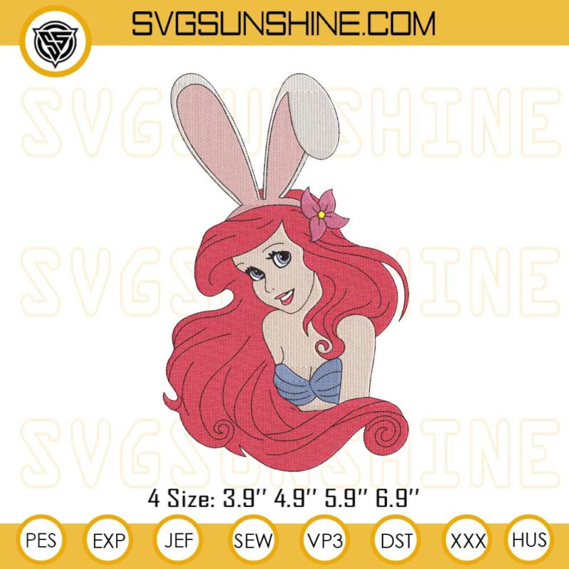 Ariel The Little Mermaid Bunny Easter Embroidery Designs