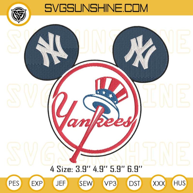 New York Yankees Baseball Embroidery Design, Mouse Ears Baseball ...
