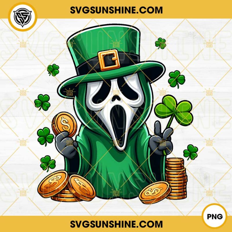 Patrick Ghostface Peace Sign PNG, Patrick Day Skull Horor Movie PNG