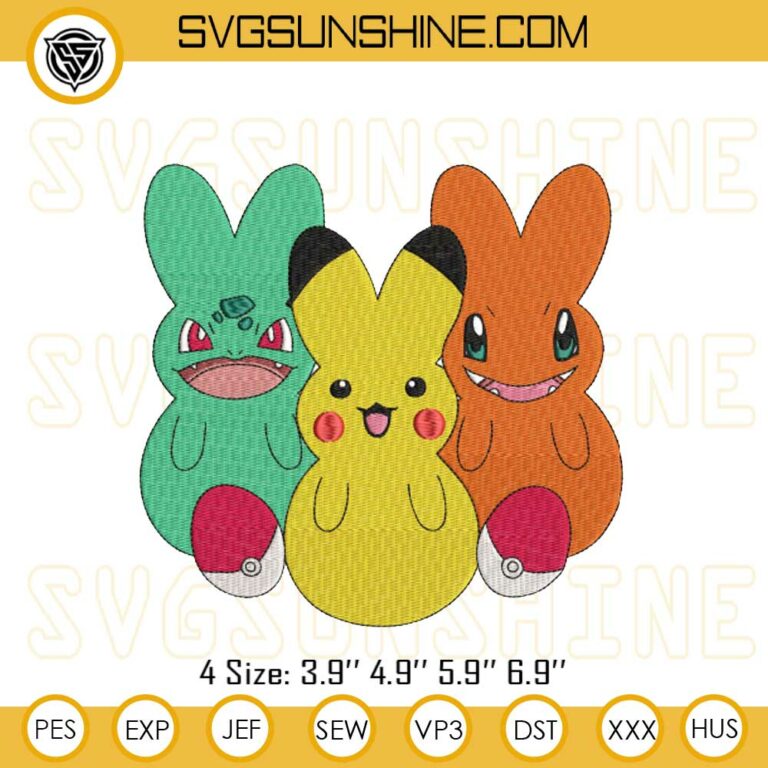 Pokemon Easter Peeps Embroidery Pattern, Pikachu Happy Easter ...