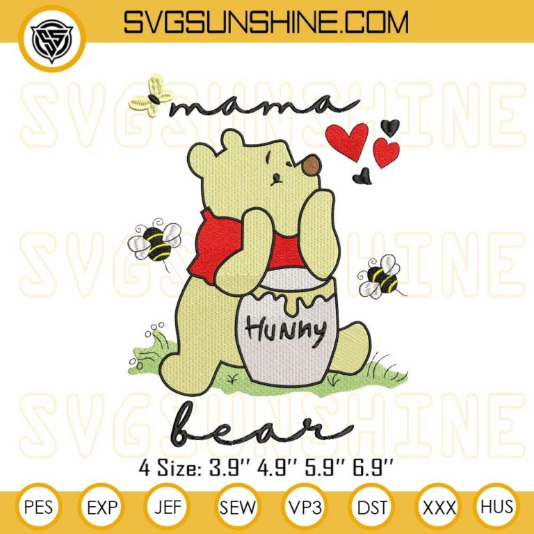 Pooh Mama Bear Embroidery Files, Winnie The Pooh Embroidery Designs