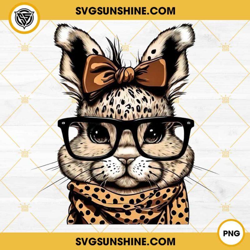 Sassy Bunny Leopard Bandana And Glasses PNG, Cute Rabbit PNG, Bunny ...