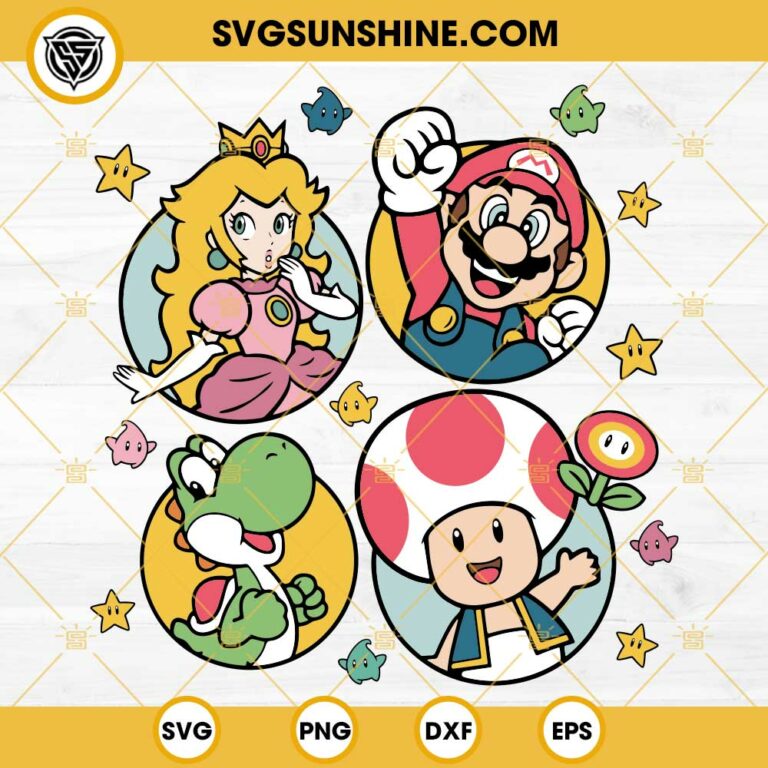 Super Mario Friends SVG, Princess Peach SVG, Toad SVG, Yoshi SVG