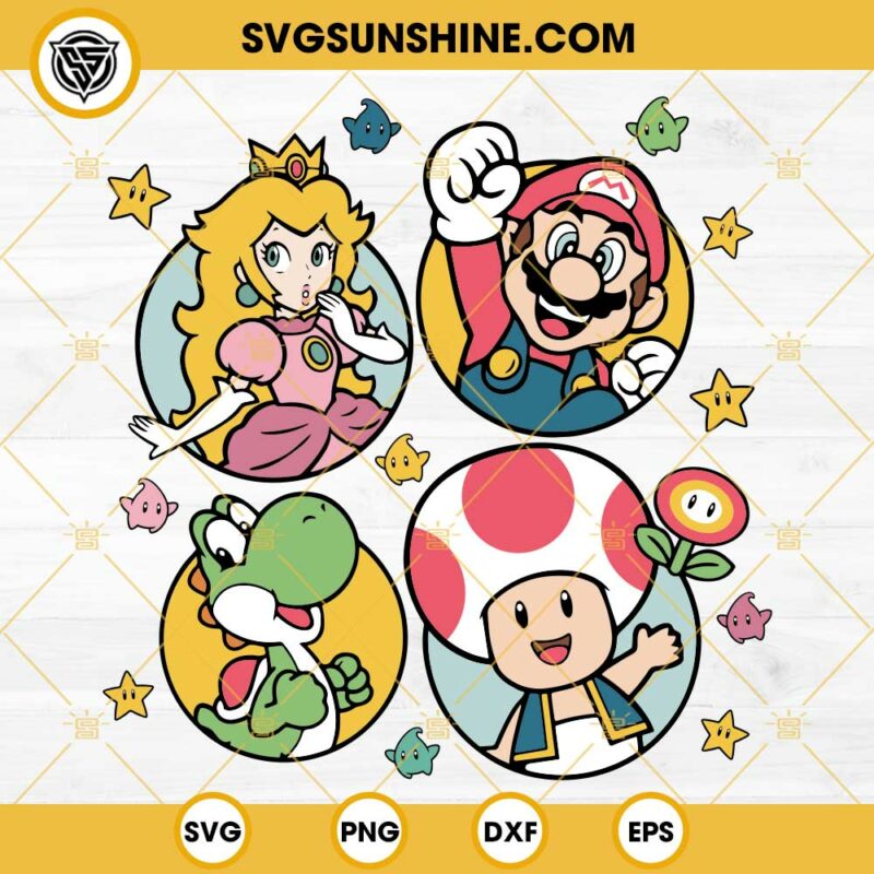 Super Mario Friends SVG, Princess Peach SVG, Toad SVG, Yoshi SVG