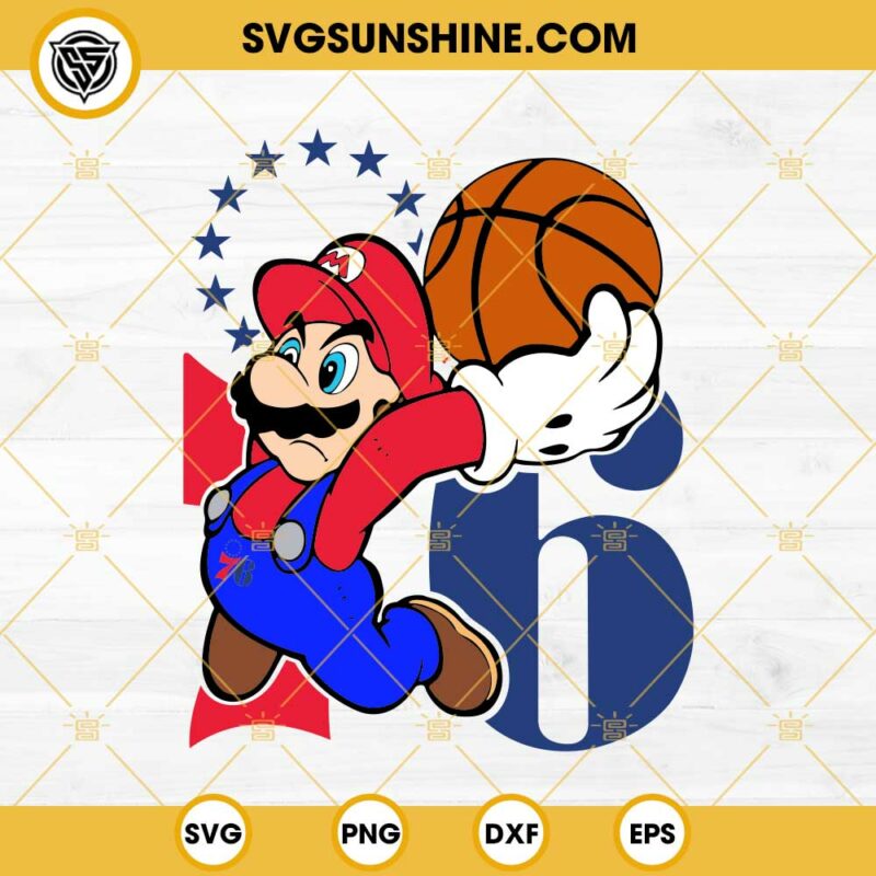 Super Mario NBA Philadelphia 76ers SVG PNG DXF EPS FIle