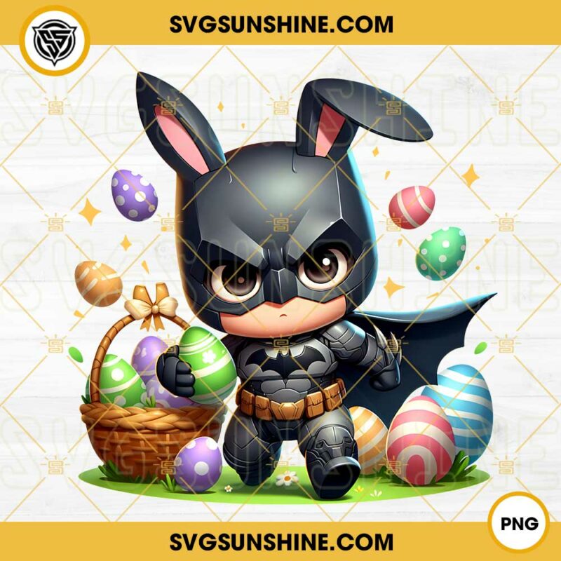 Superhero Easter Bunny PNG, Bat Man Easter Eggs PNG