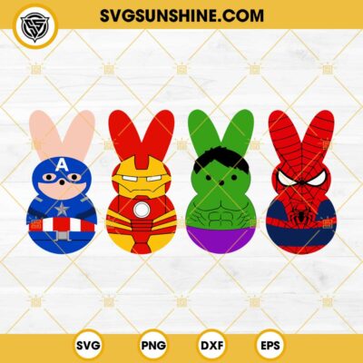 Superheroes Avenger Easter Bunny SVG, Marvel Superheroes Easter Peeps ...
