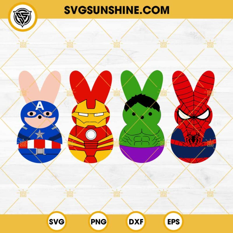 Superheroes Avenger Easter Bunny SVG, Marvel Superheroes Easter Peeps ...