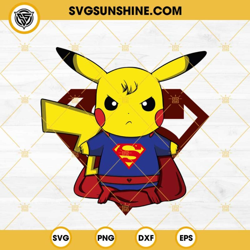 Superman Pikachu SVG, Pikachu Pokemon SVG PNG DXF EPS
