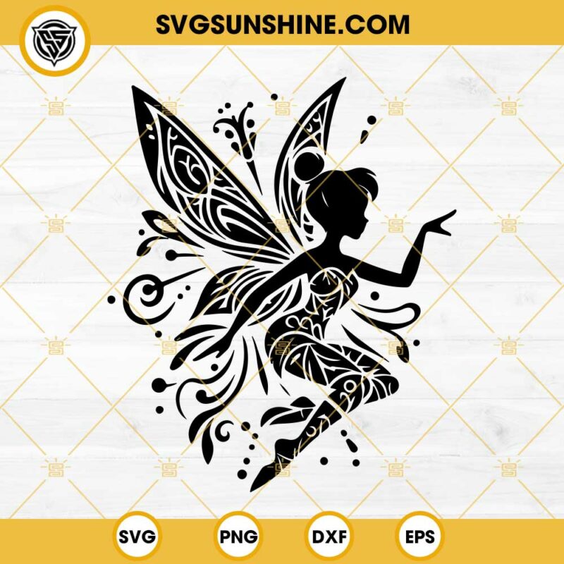 Tinker Bell Zentangle Style SVG, TinkerBell SVG, Disney Mandala SVG