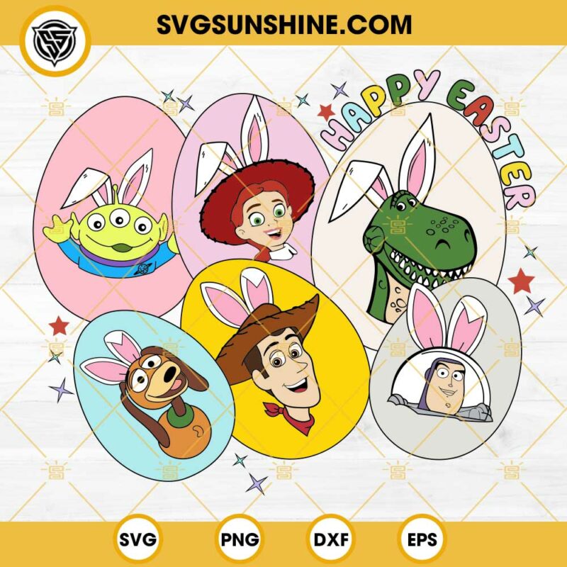 Toy Story Happy Easter Day SVG, Bunny Toy Story characters SVG, Cartoon ...