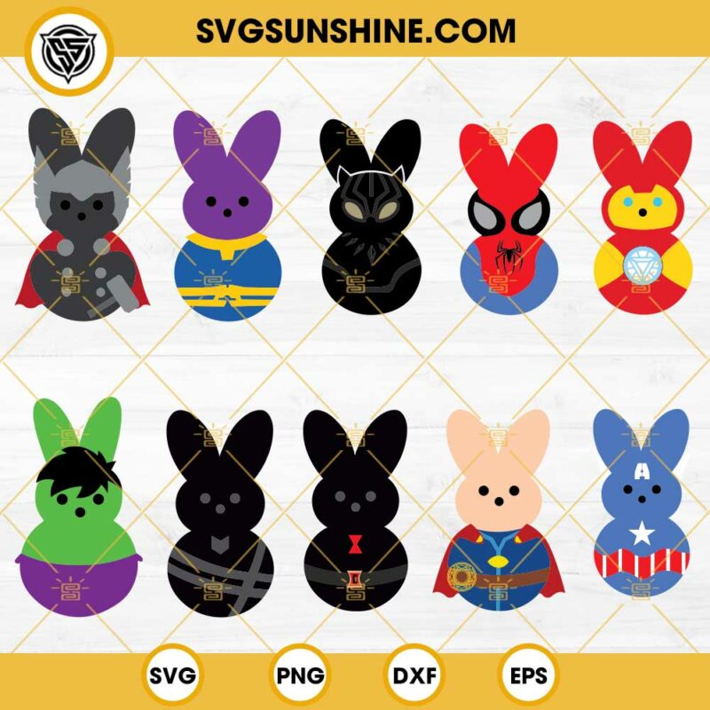 Marvel Heroes Peeps Easter Bundle SVG, Avengers Easter Peeps SVG ...