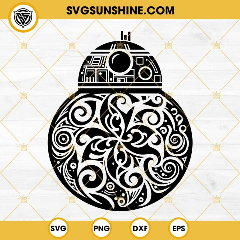 BB8 Robot Mandala SVG, Star Wars BB-8 SVG