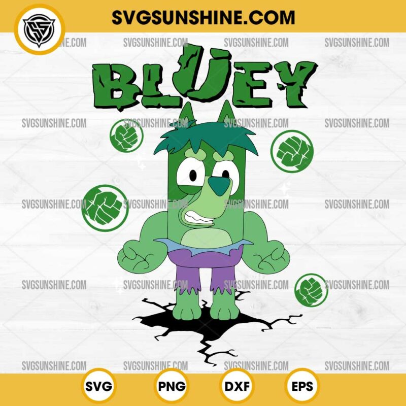 Bluey Hulk SVG, Bluey Superhero SVG, Bluey Marvel Avengers SVG