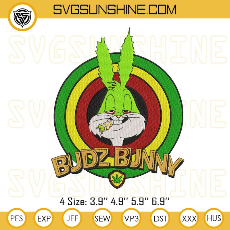 Budz Bunny Weed Embroidery Files, Bunny Smoking Weed Embroidery Design