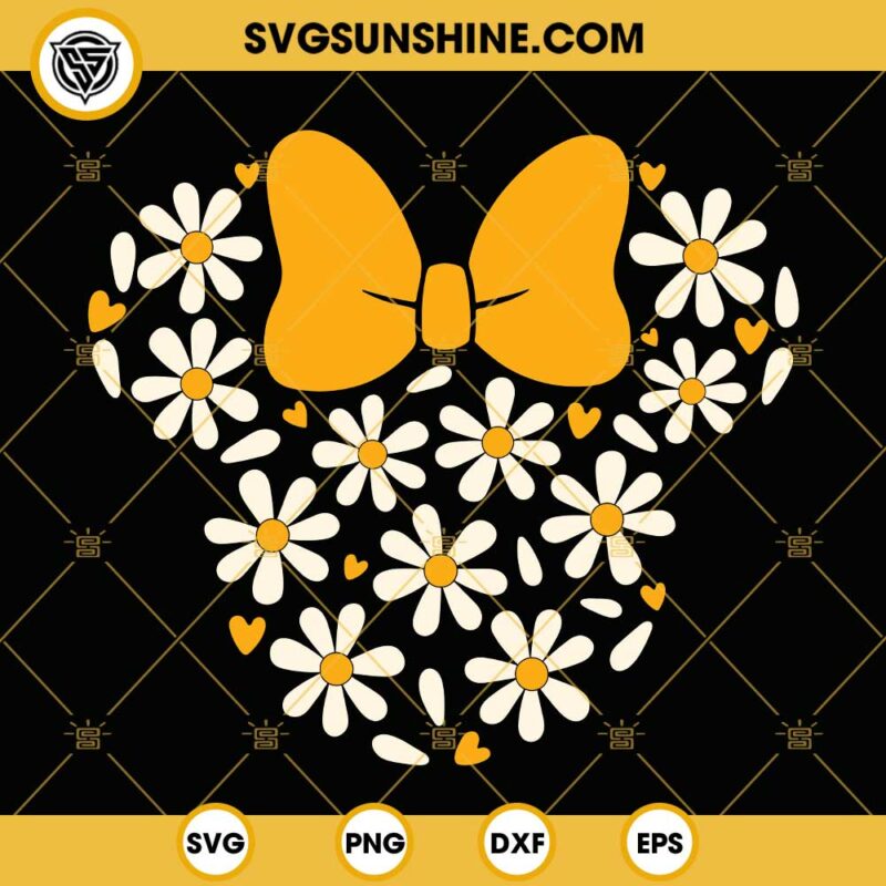 Chamomile Flowers Mouse Head SVG, Disney Minnie Head SVG