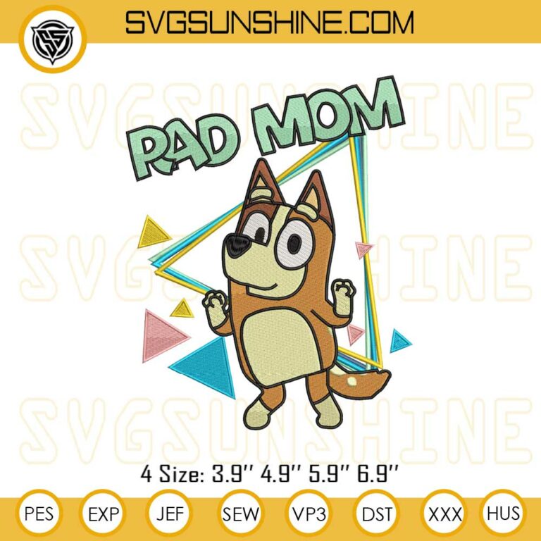 Chilli Heeler Rad Mom Embroidery Design, BLuey Mom Embroidery Pattern