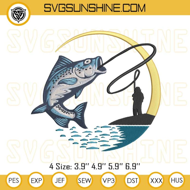 Fishing Embroidery Design Files, Fisher Embroidery Pattern