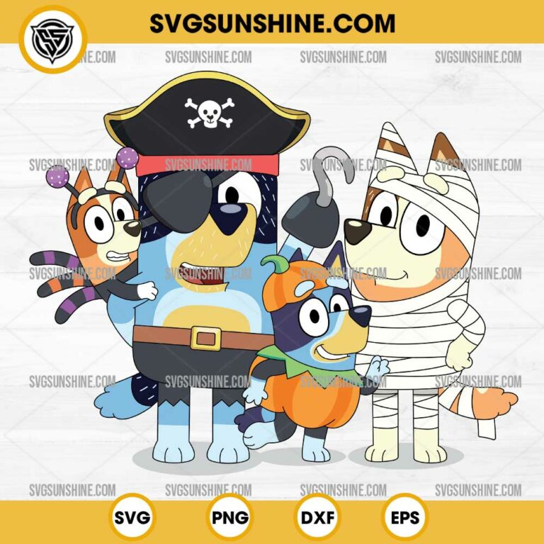 Halloween Bluey Family SVG, Bluey Halloween SVG, Horror Bluey Family SVG