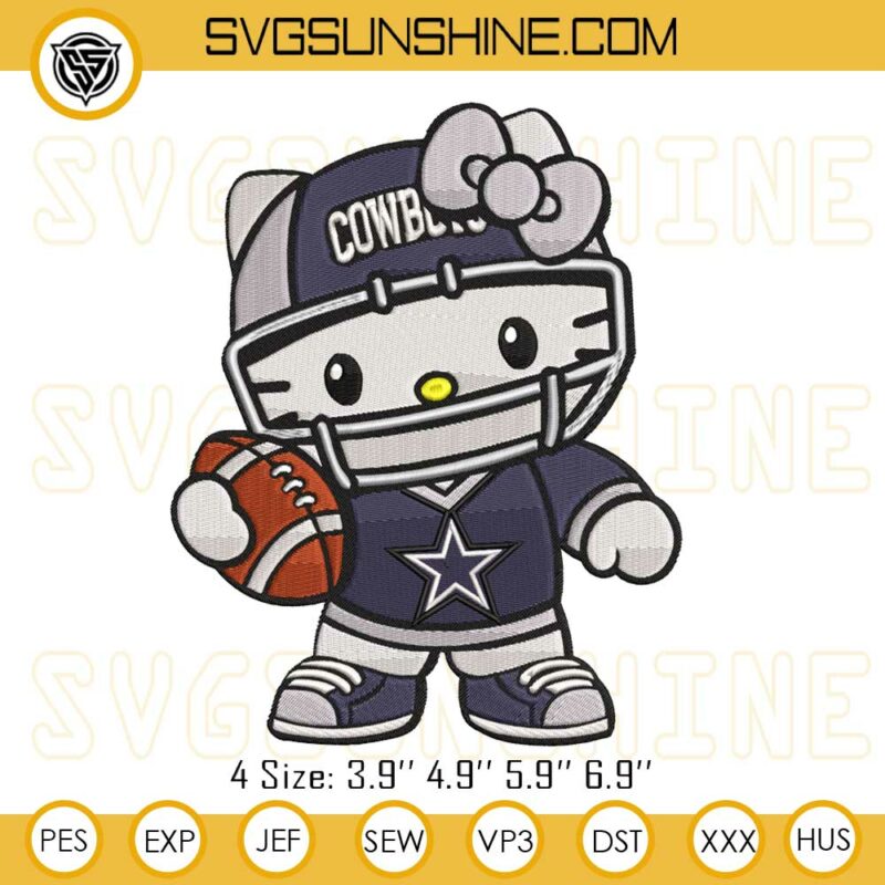 Hello Kitty Football Dallas Cowboys Embroidery Design
