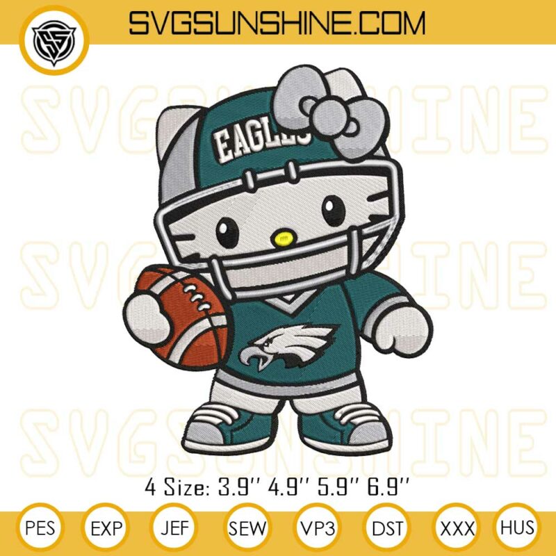 Hello Kitty Football Philadelphia Eagles Embroidery Design