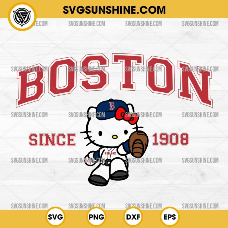 Hello Kitty MLB Boston Red Sox SVG PNG DXF EPS