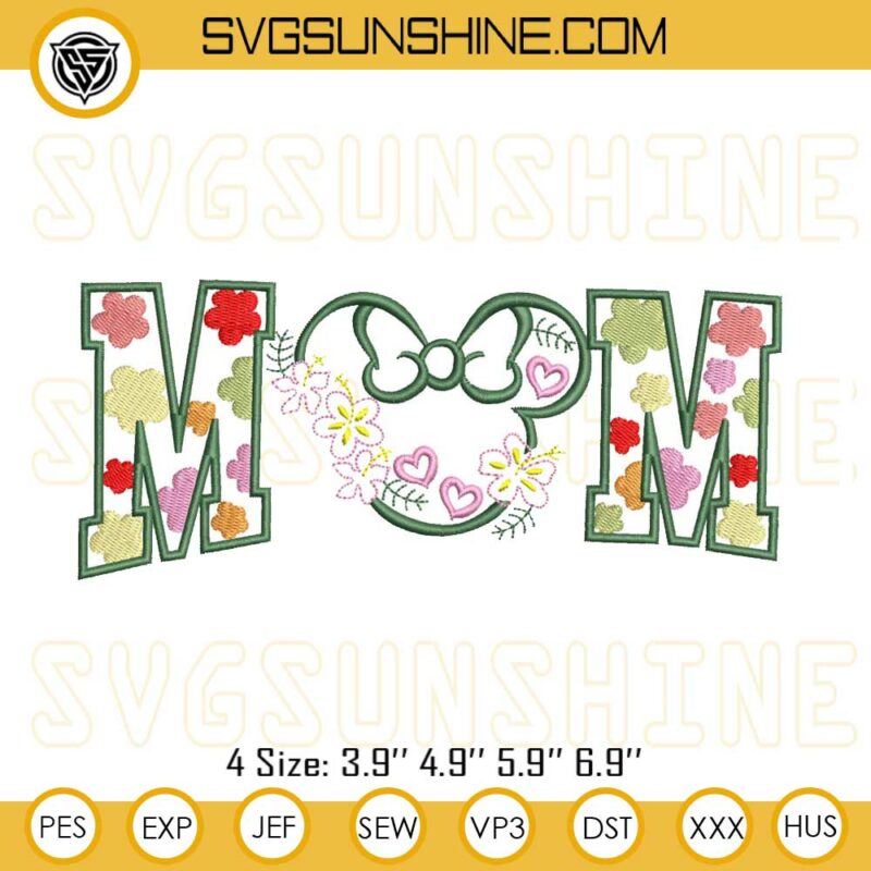 Minnie Mouse Mom Embroidery Files, Disney Mom Embroidery Design