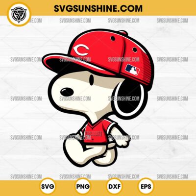 Snoopy Cincinnati Reds Baseball SVG PNG DXF EPS