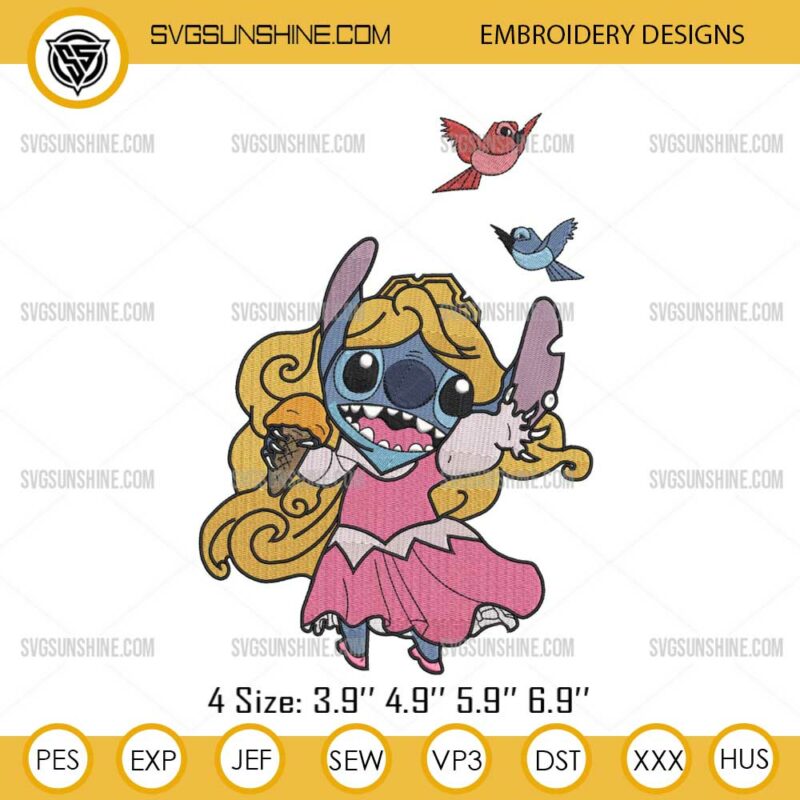 Stitch Aurora Princess Embroidery Files, Sleeping Beauty Princess ...