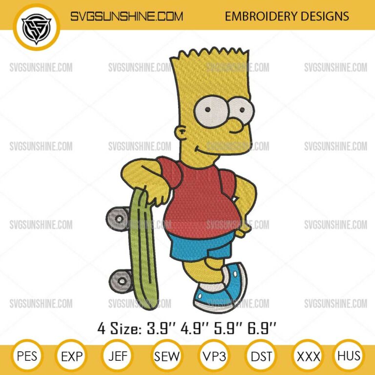 Bart Simpson Embroidery Files, The Simpsons Embroidery Design