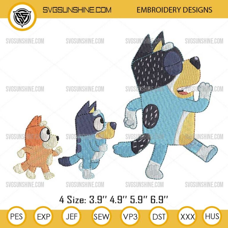 Bluey Bingo Bandit Heeler Machine Embroidery Designs