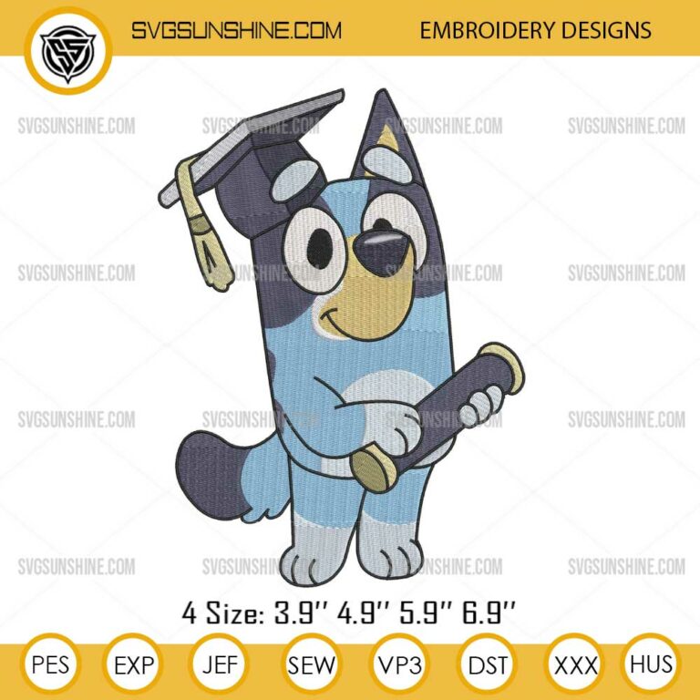 Bluey Graduation Cap Embroidery Designs