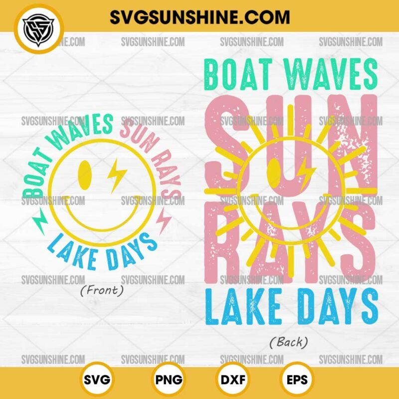 Boat Waves Sun Rays Lake Days SVG, Summer SVG, Vacation SVG