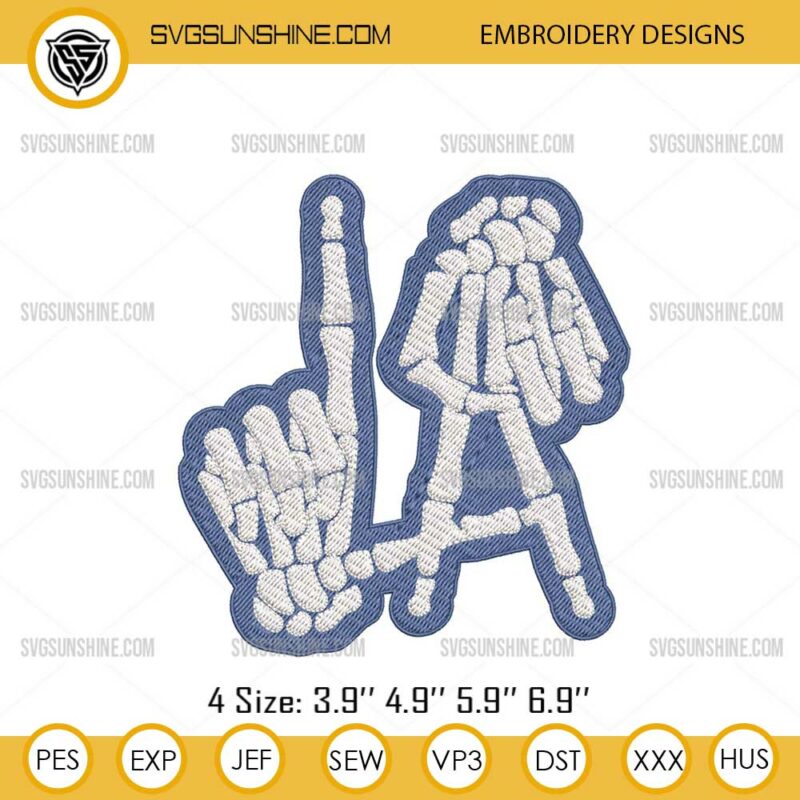 LA Skeleton Hand Embroidery Design, Los Angeles Dodgers Machine ...